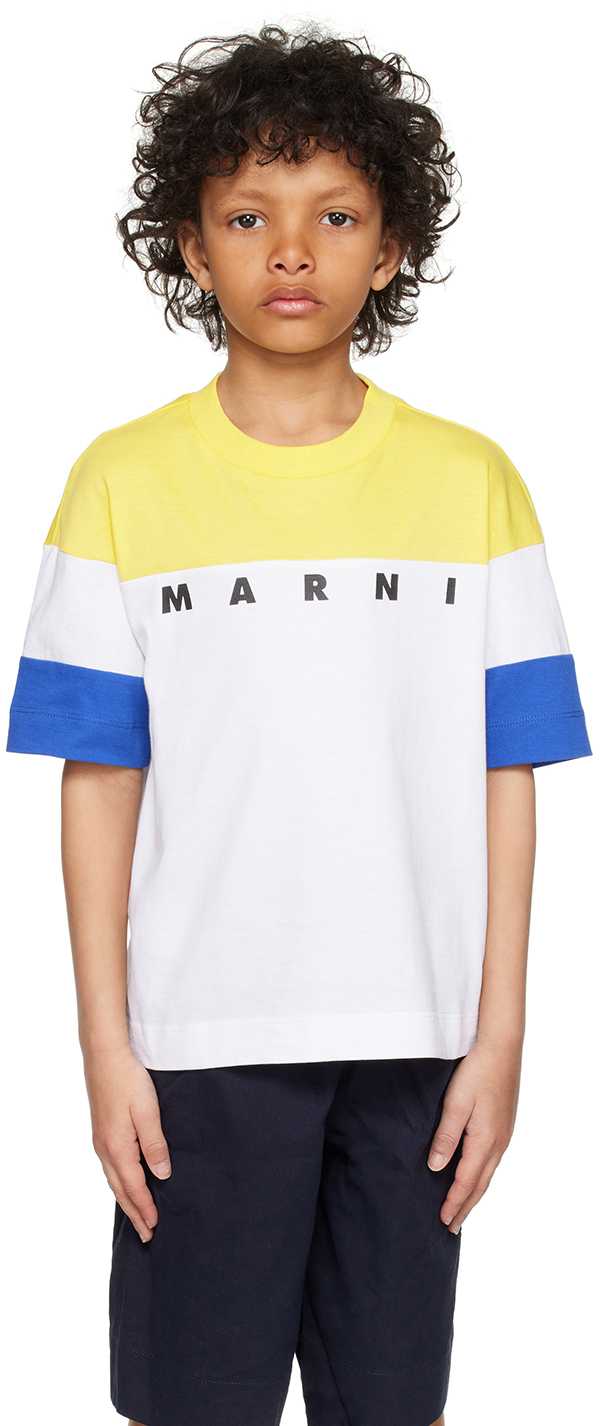 Marni Kids White Paneled T-Shirt Marni