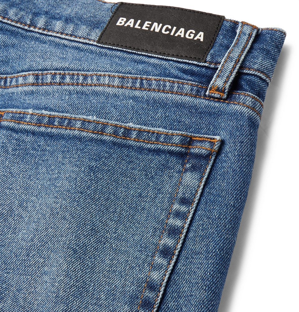 Balenciaga - Slim-Fit Distressed Stretch-Denim Jeans - Blue Balenciaga