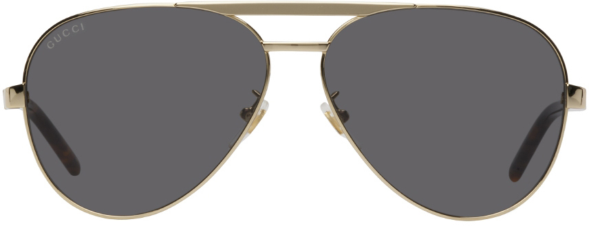 Gucci Gold & Black Aviator Sunglasses Gucci