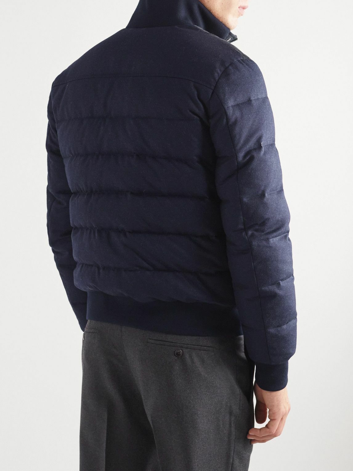 Kiton - Quilted Suede and Wool Down Jacket - Blue Kiton