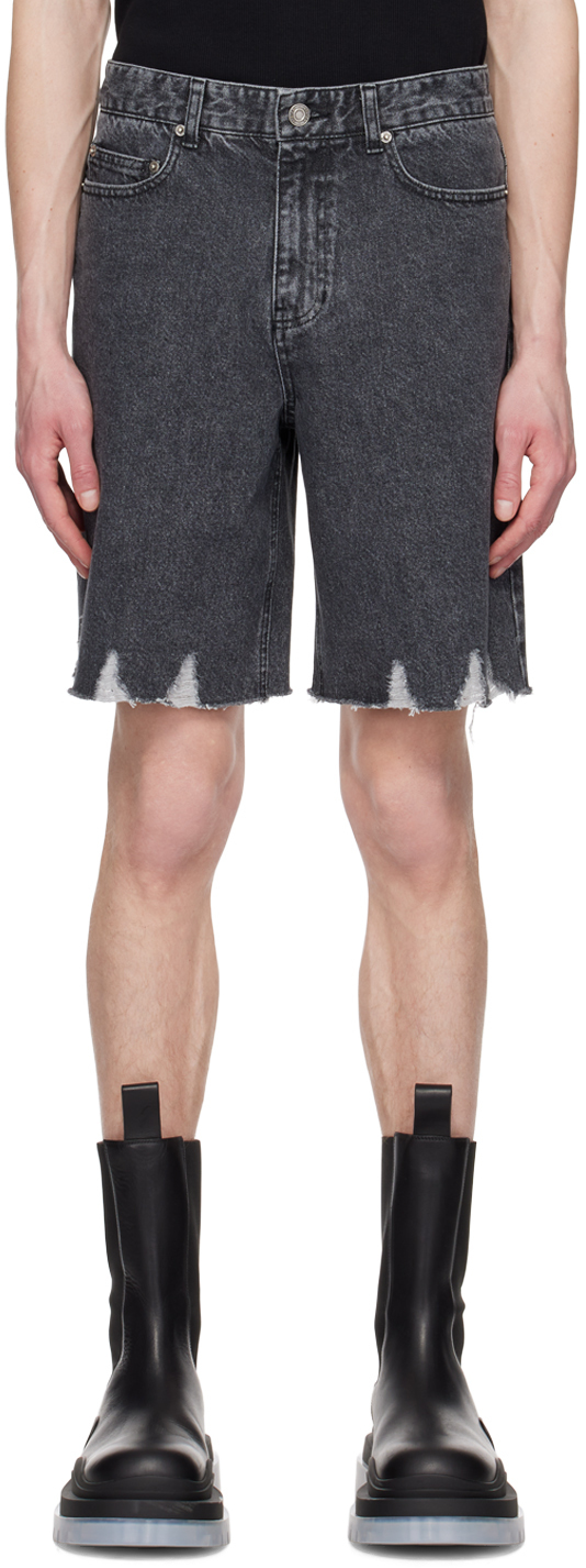 System Black Distressed Shorts System