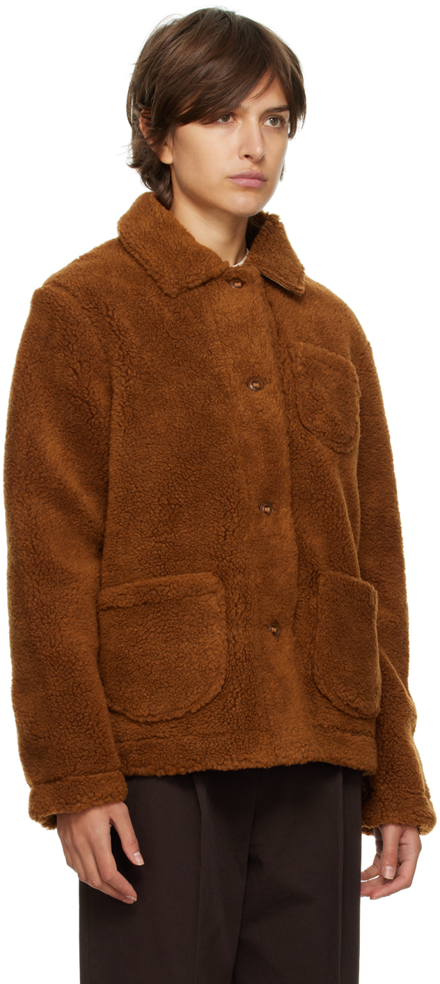 YMC Brown Labour Chore Faux-Shearling Jacket YMC