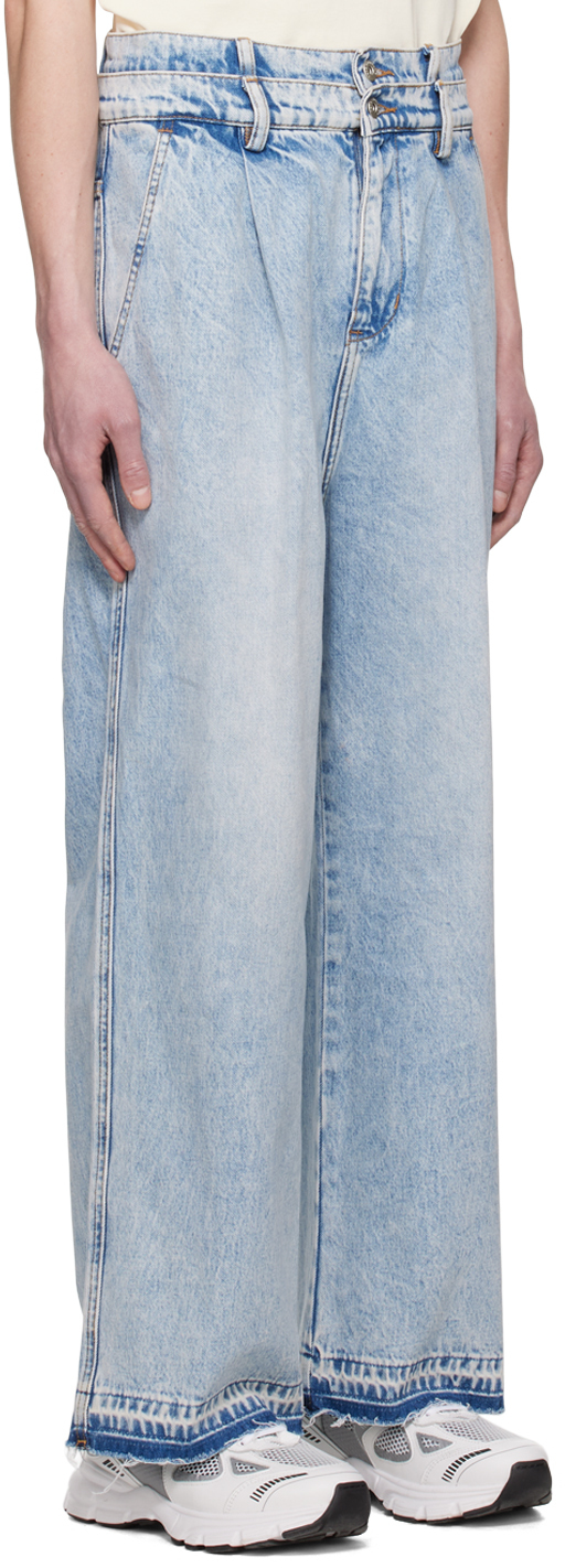 Feng Chen Wang Blue Double Waistband Jeans Feng Chen Wang
