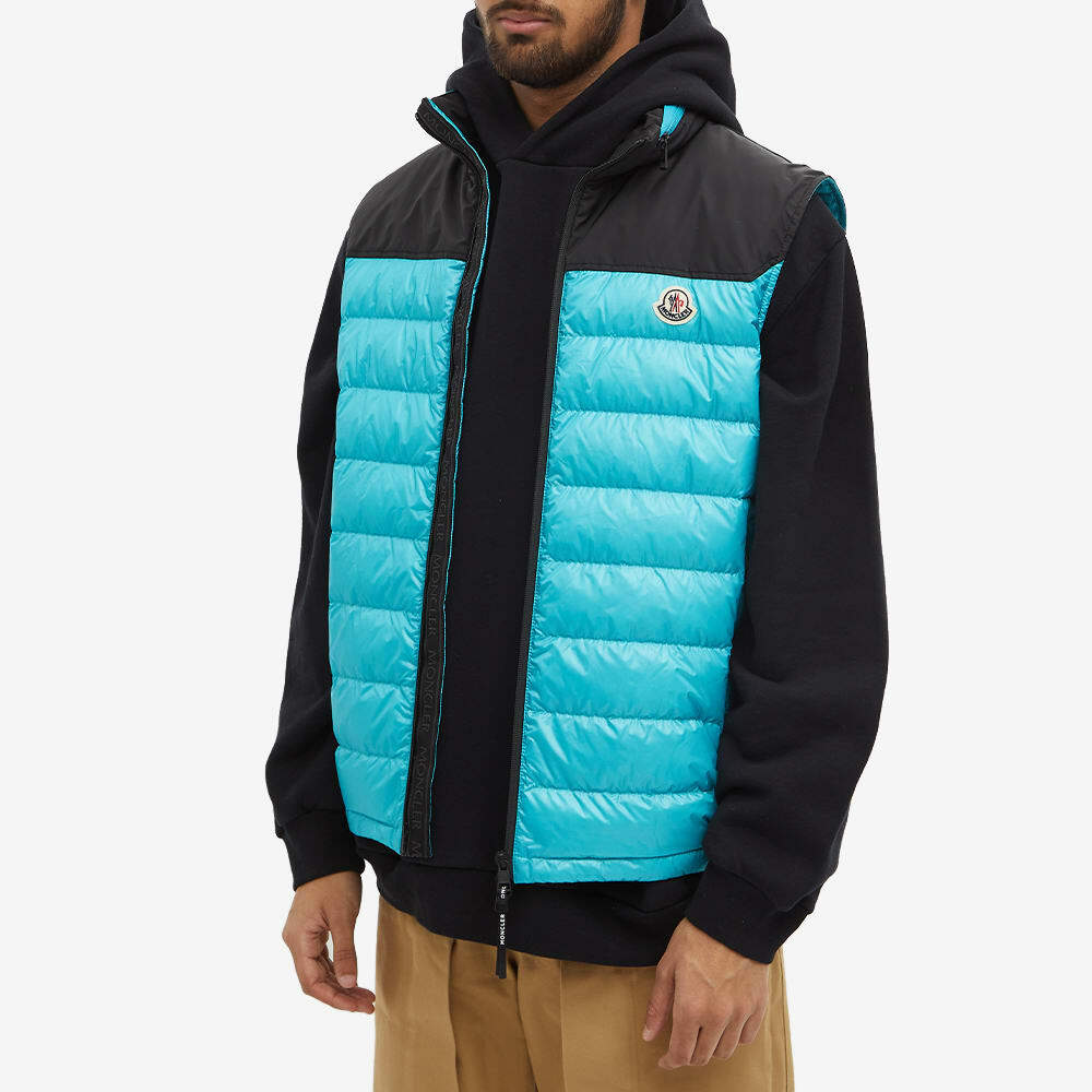 Moncler Men's Ortac Color Block Gilet in Turquoise Moncler
