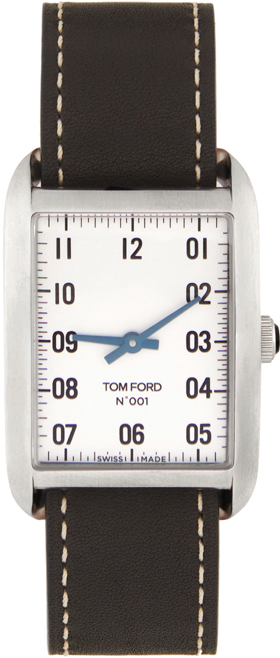 TOM FORD Black & Silver Leather 001 Watch TOM FORD