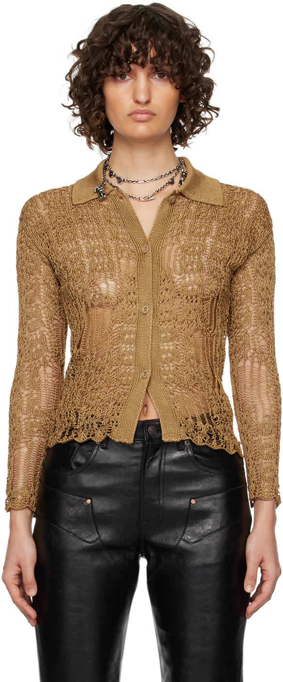 Acne Studios Brown Semi-Sheer Cardigan Acne Studios