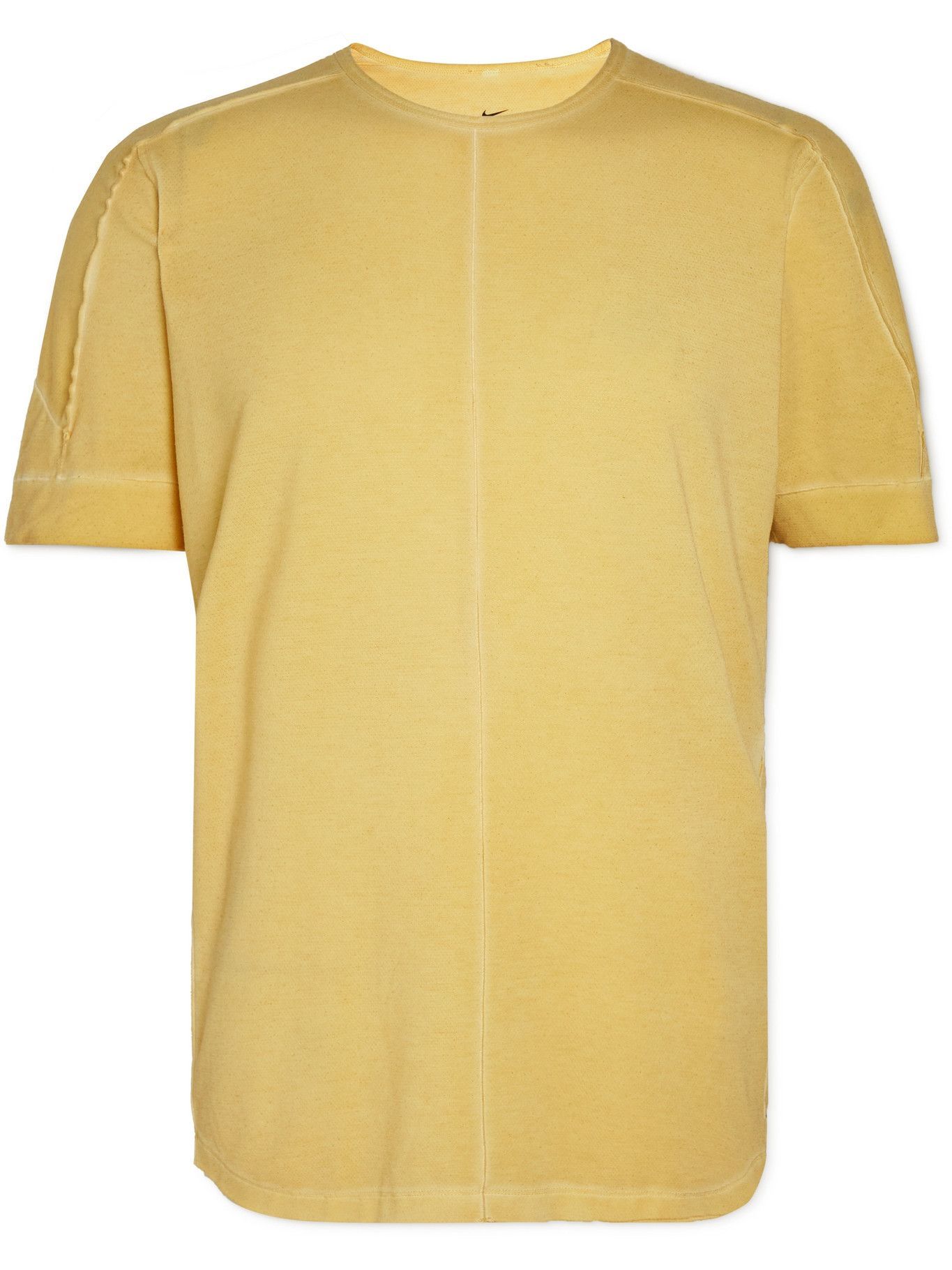 Nike Training - Garment-Dyed Dri-FIT Mesh Yoga T-Shirt - Yellow Nike ...