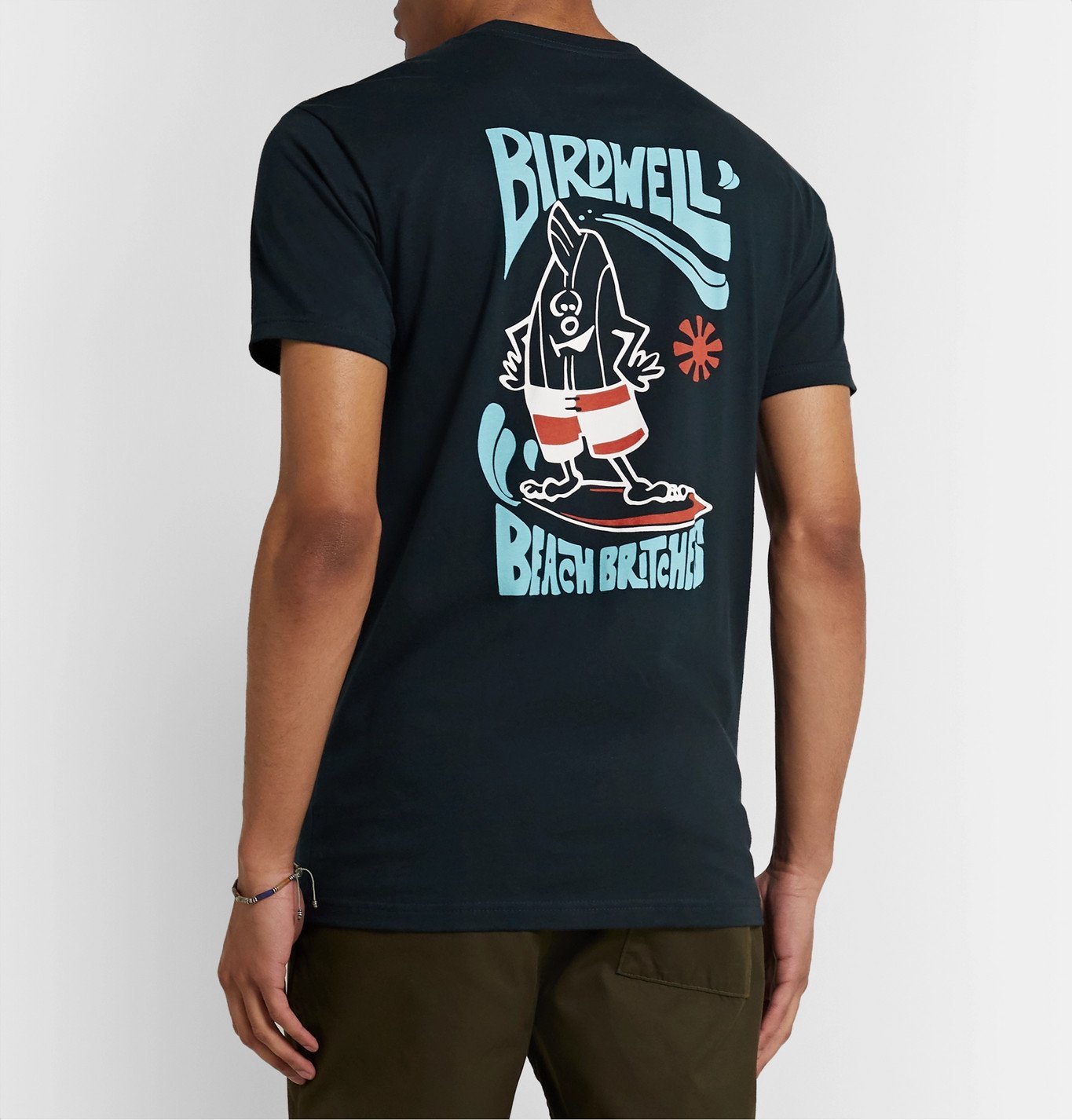 Birdwell - Logo-Print Cotton-Jersey T-Shirt - Blue Birdwell