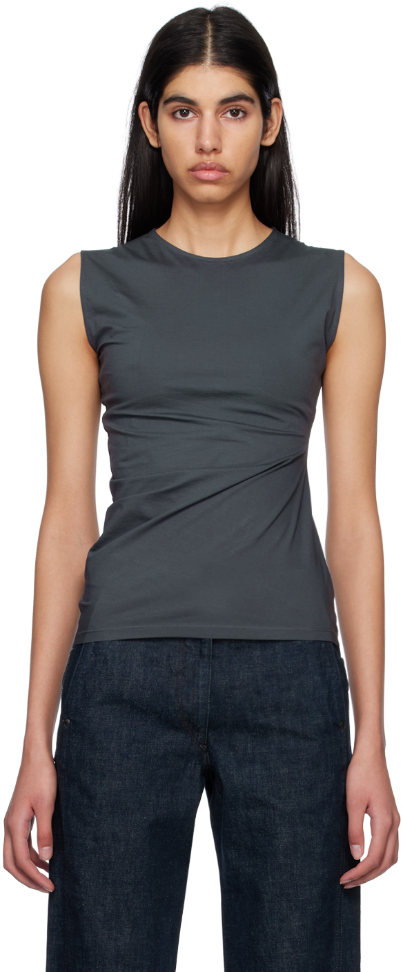 LEMAIRE Gray Twisted Second Skin Tank Top Lemaire