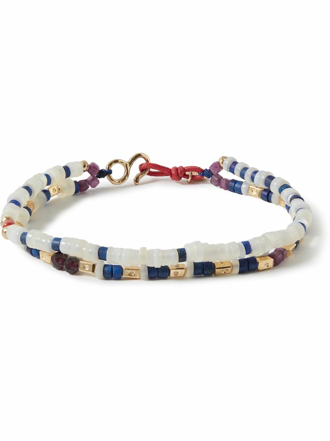 Peyote Bird - Acropolis Gold-Tone and Leather Multi-Stone Bracelet ...