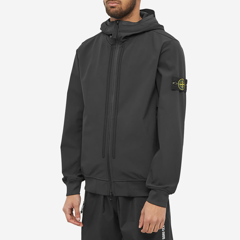Stone Island Men's Soft Shell-R Hooded Jacket in Black Stone Island