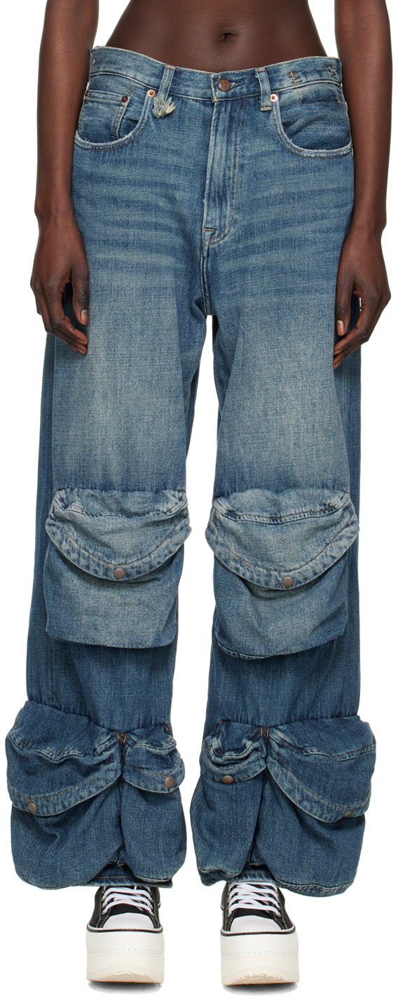 R13 Blue Multipocket Utility Jeans R13