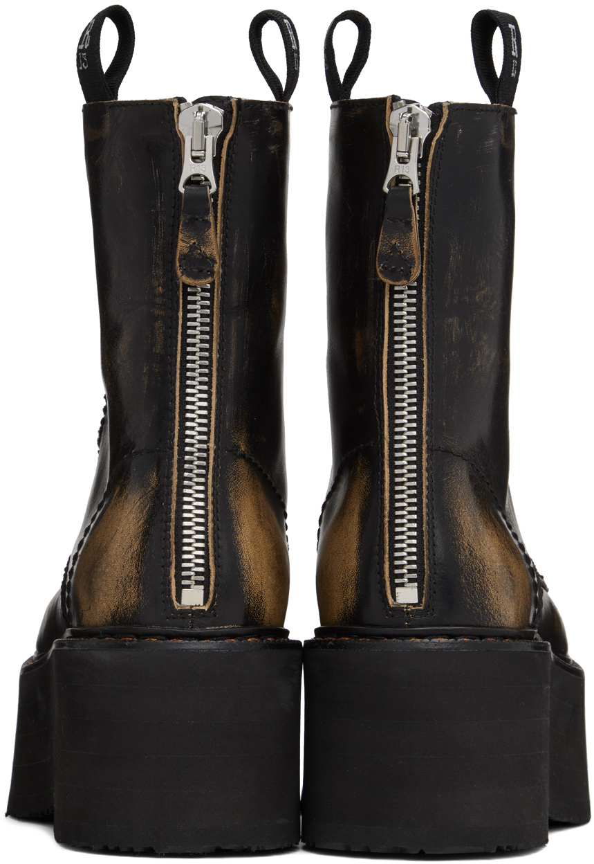R13 Black Double Stack Boots R13