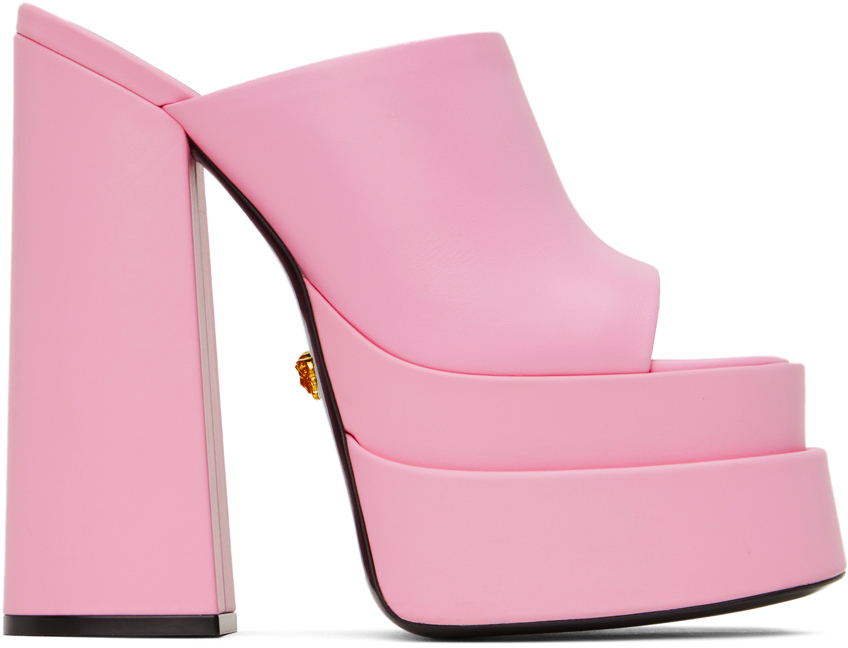 Versace Pink Aevitas Platform Mules Versace