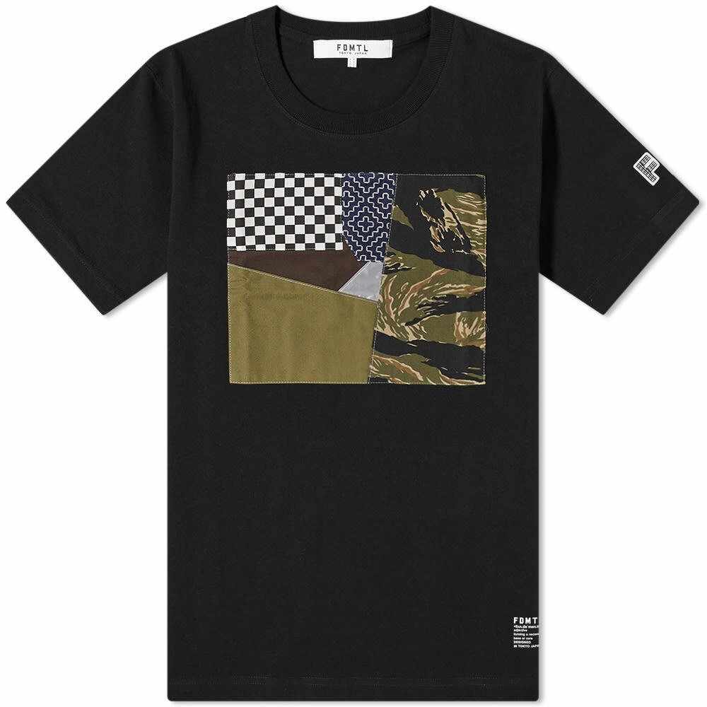 FDMTL Men's Boro Patchwork T-Shirt in Black FDMTL