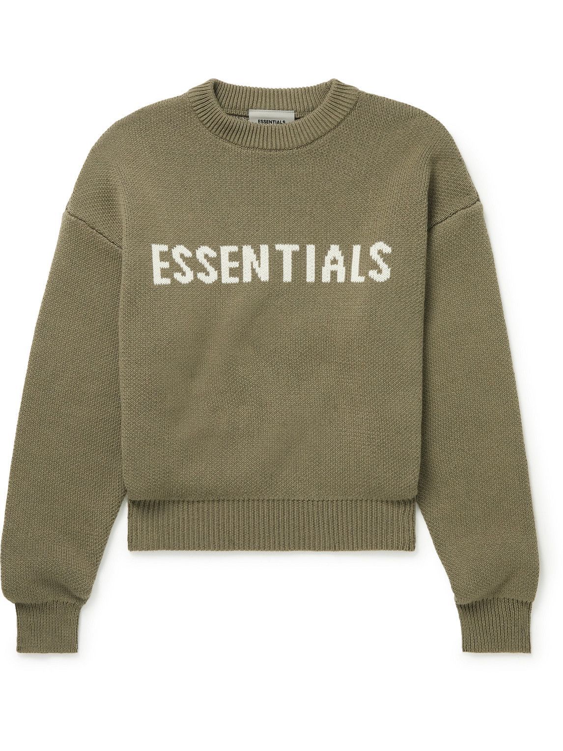 Fear of God Essentials Kids - Logo-Intarsia Cotton-Blend Sweater ...