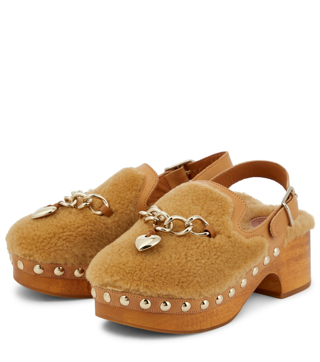 Chloe - Ninna shearling and leather clogs Chloe