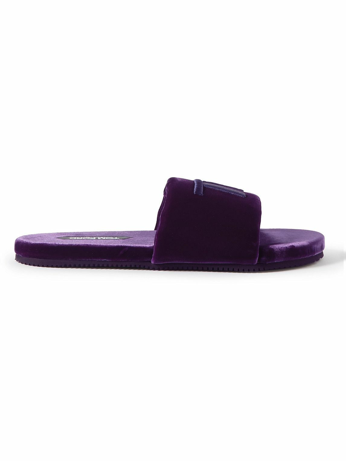 TOM FORD - Harrison Logo-Embroidered Velvet Slides - Purple TOM FORD