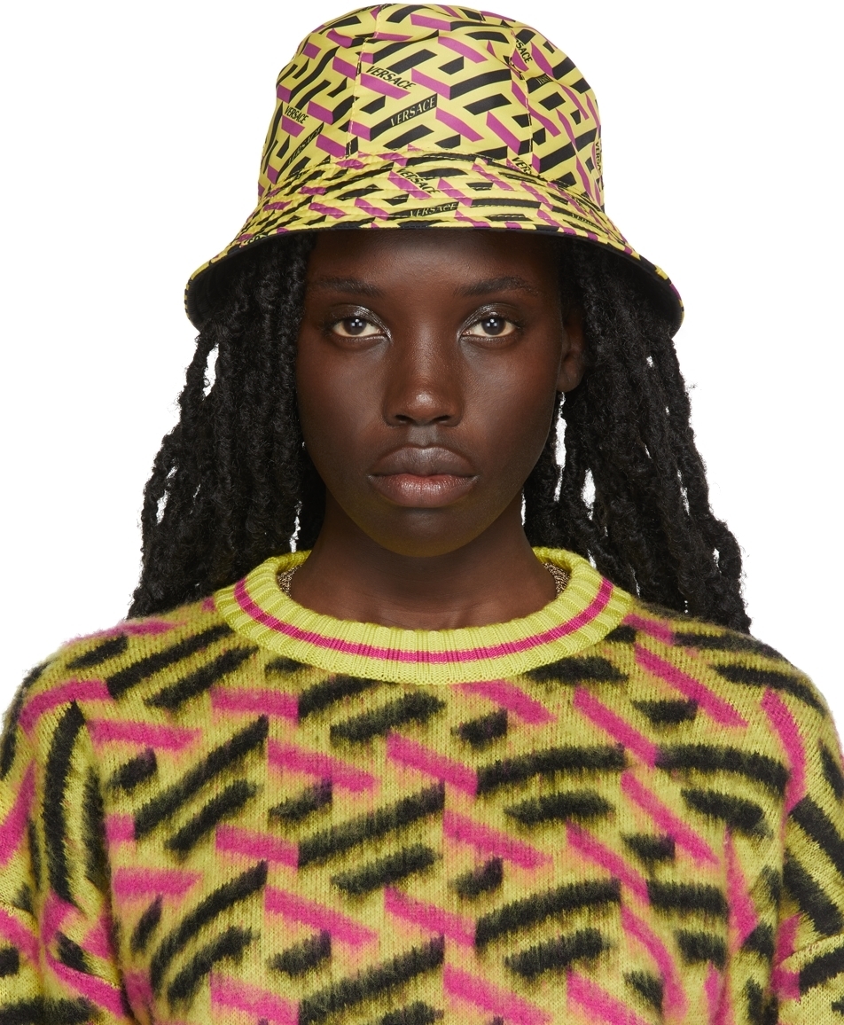 Versace Yellow Monogram Print Bucket Hat Versace