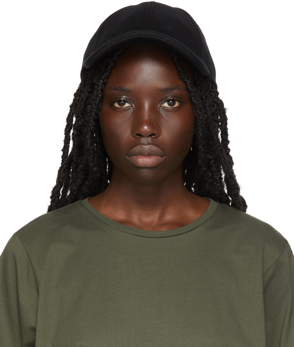 Totême Black Cashmere Double Baseball Cap Toteme
