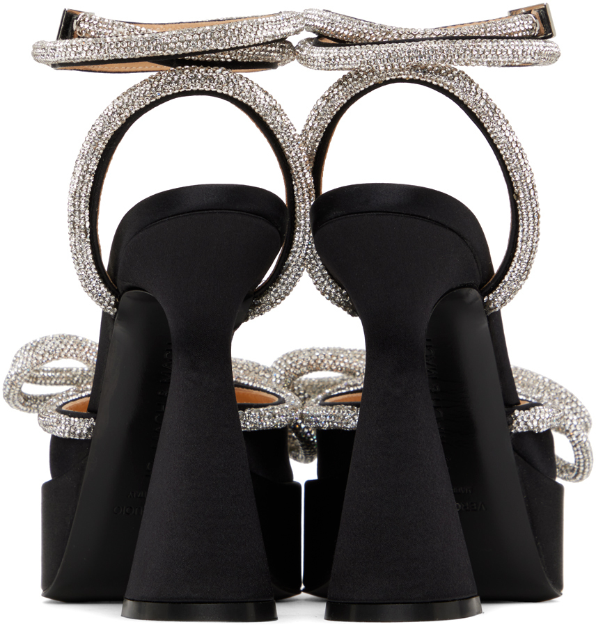 MACH & MACH Black Double Bow Platform Heels MACH & MACH