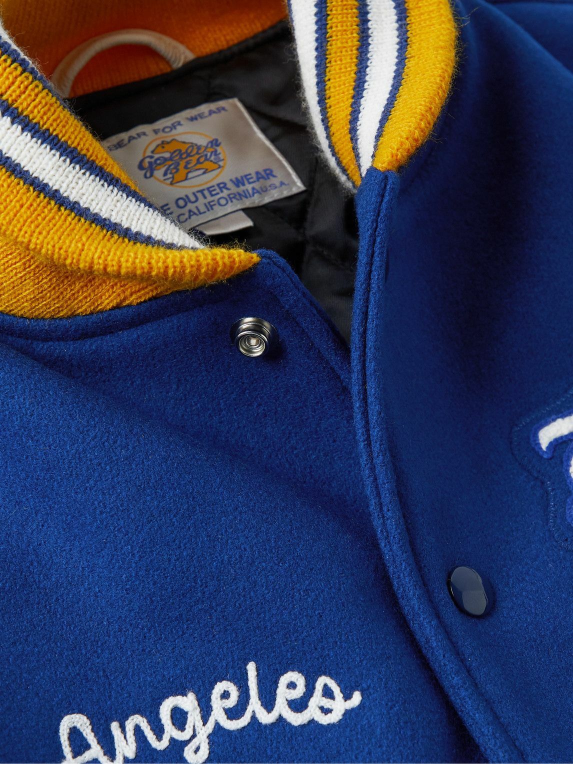 Golden Bear - Los Angeles Appliquéd Wool-Blend and Leather Varsity ...