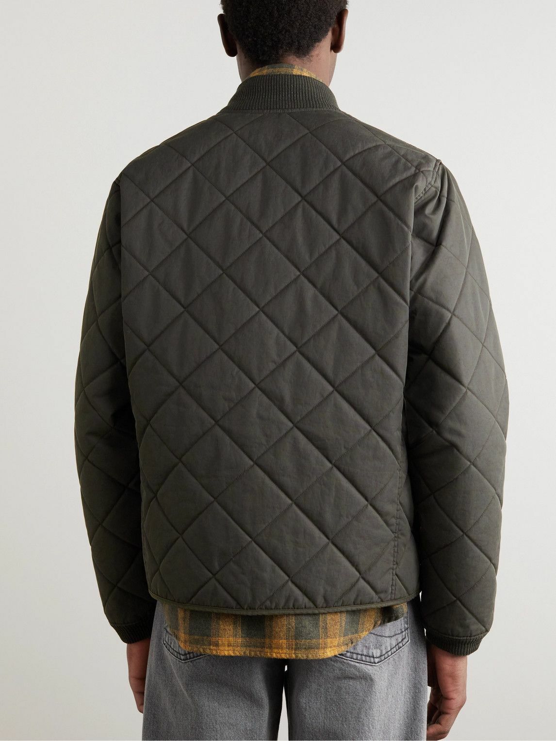 RRL - Benton Quilted Recycled-Shell Bomber Jacket - Black RRL