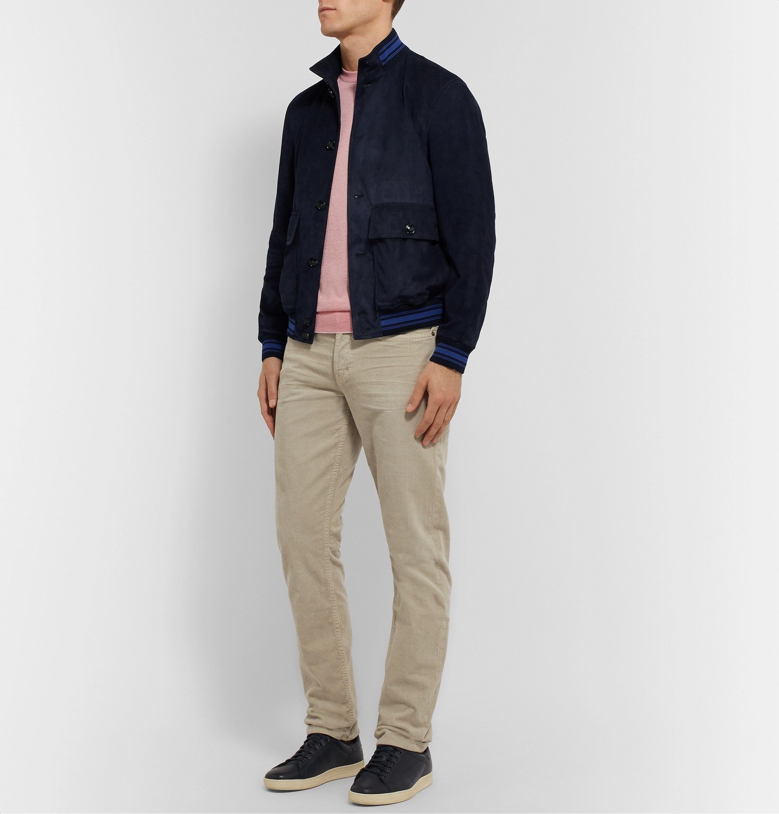 Kiton - Suede Bomber Jacket - Blue Kiton