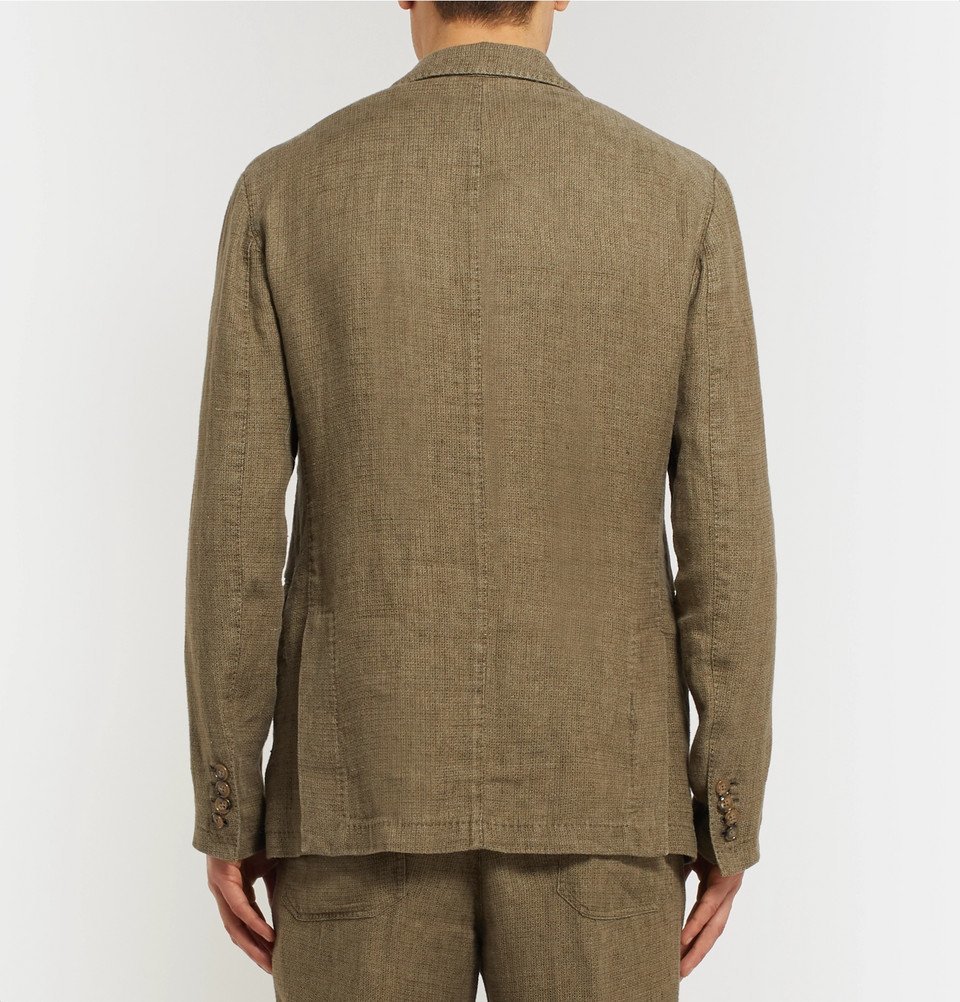 MAN 1924 - Army-Green Kennedy Unstructured Linen Suit Jacket - Green ...