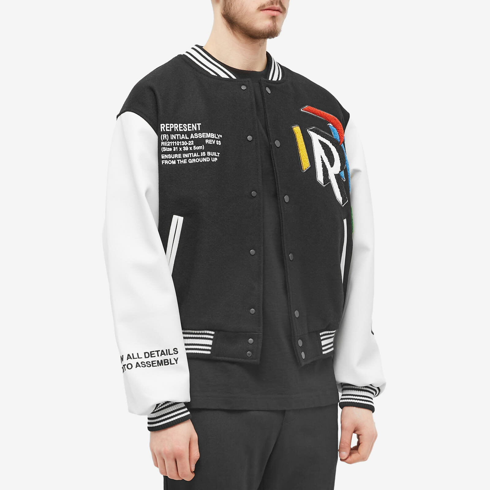 Represent Men's Initial Varsity Jacket in Jet Black Represent