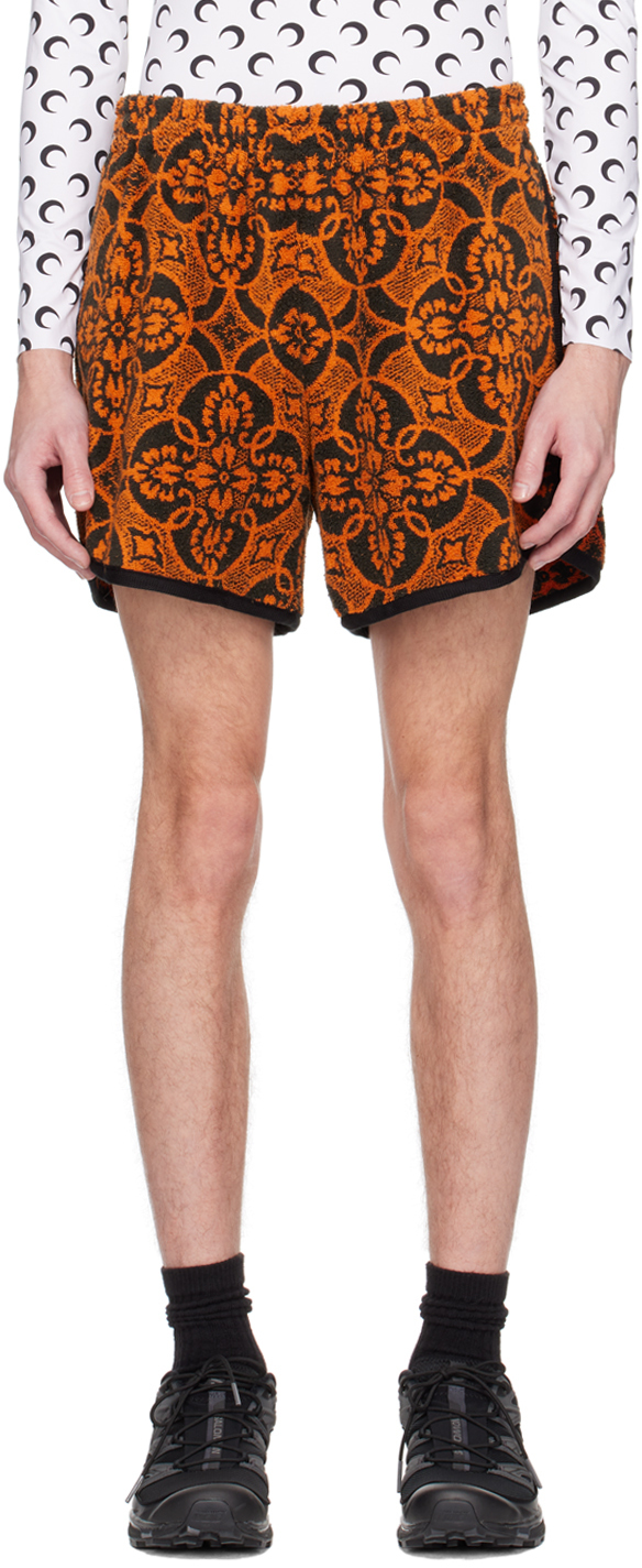 Marine Serre Black & Orange Vented Shorts Marine Serre