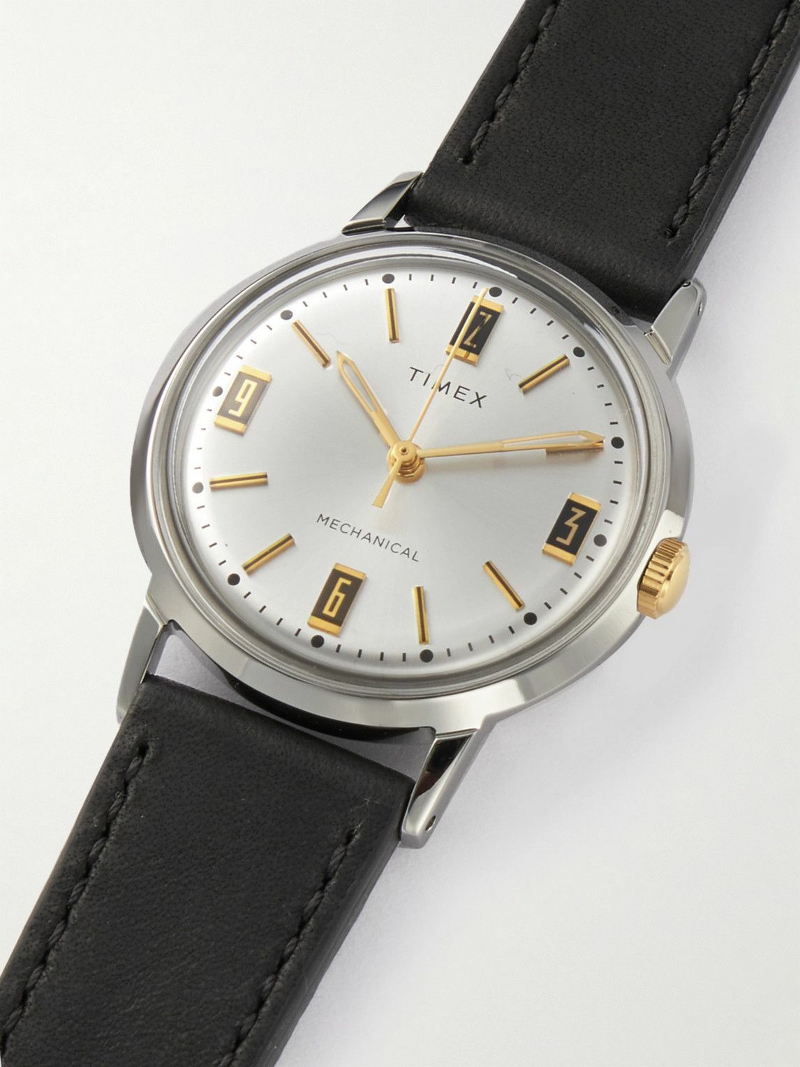 Timex - Marlin Hand-Wound 34mm Stainless Steel and Leather Watch Timex