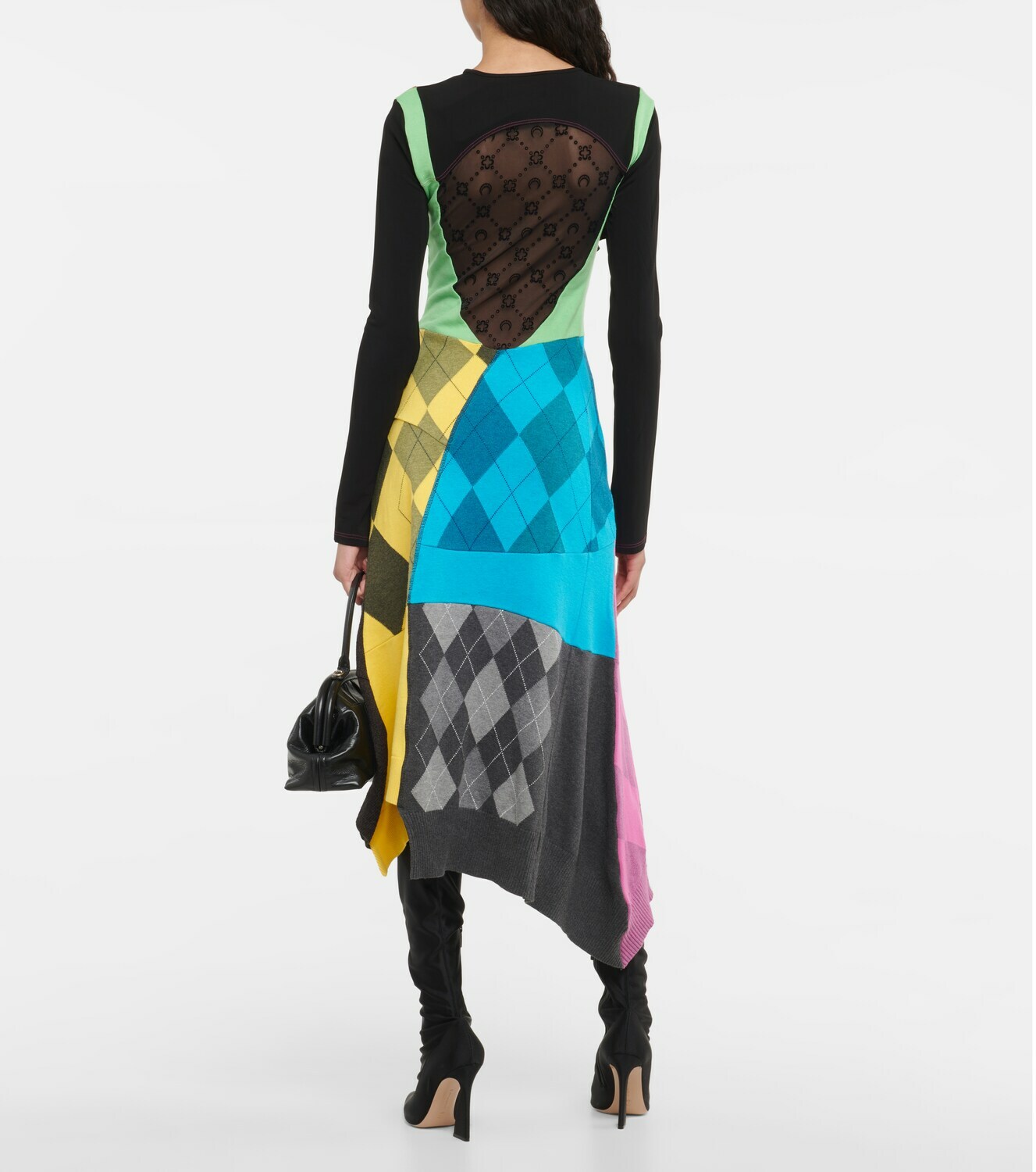 Marine Serre - Patchwork asymmetric midi dress Marine Serre