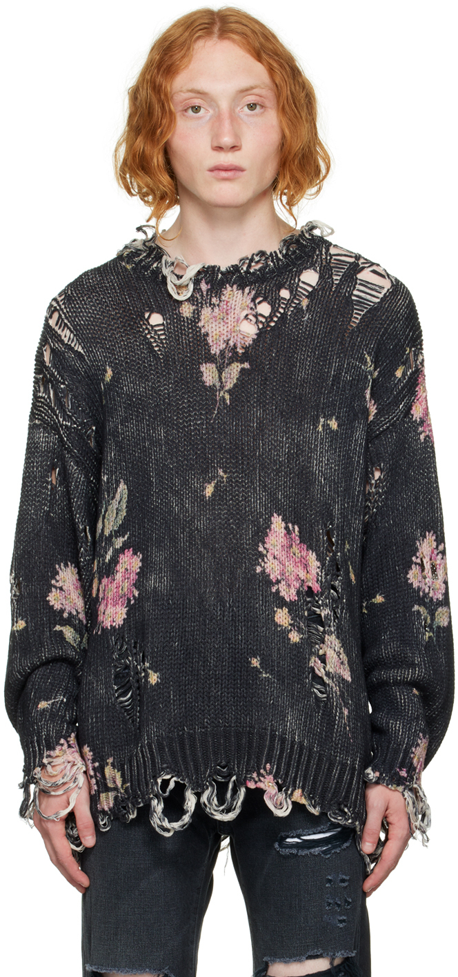 R13 Black Distressed Sweater R13