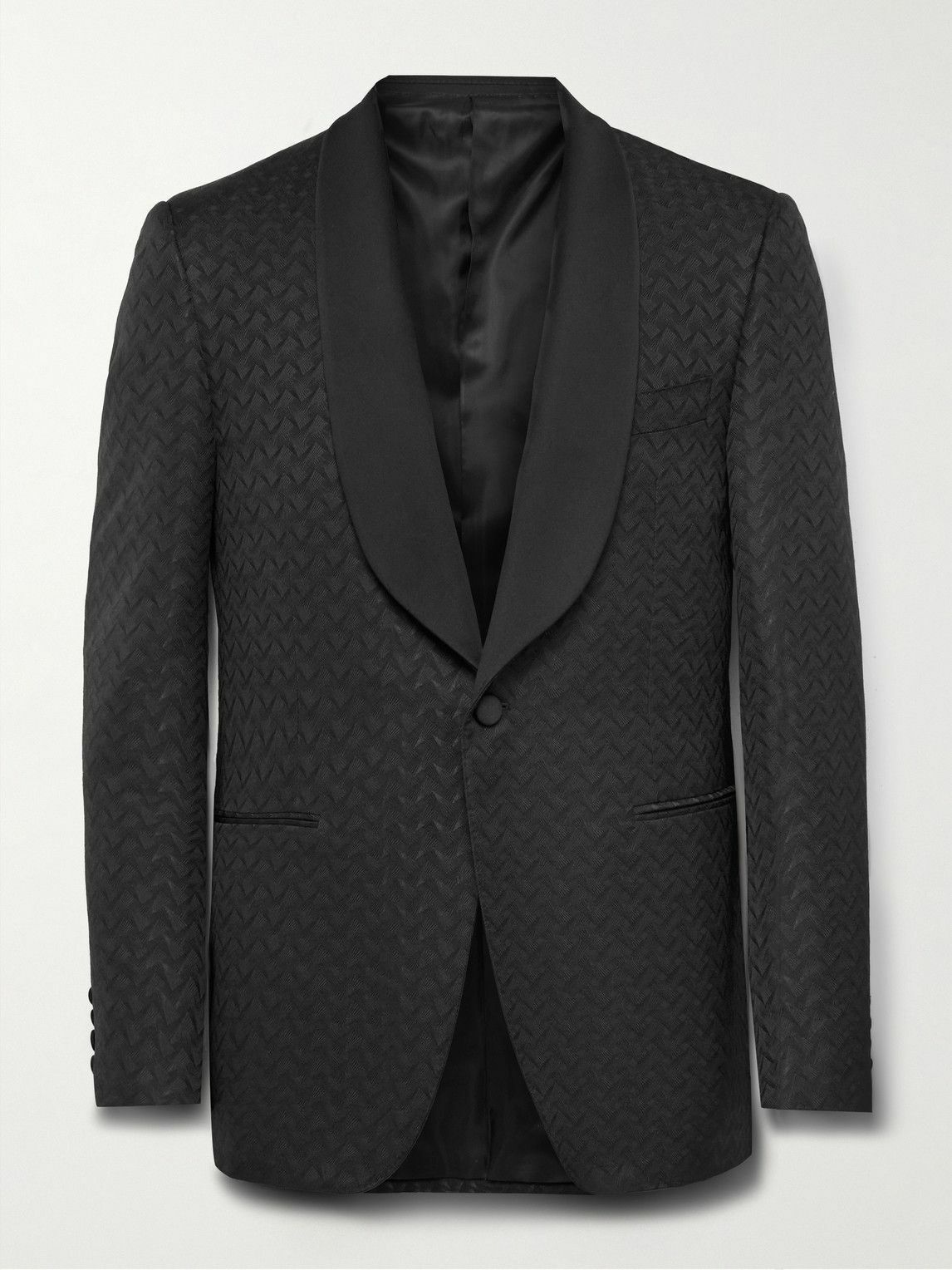 Canali - Slim-Fit Shawl-Collar Satin-Jacquard Tuxedo Jacket - Black Canali