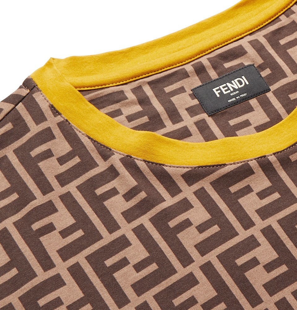 Fendi - Logo-Print Cotton-Jersey T-Shirt - Brown Fendi