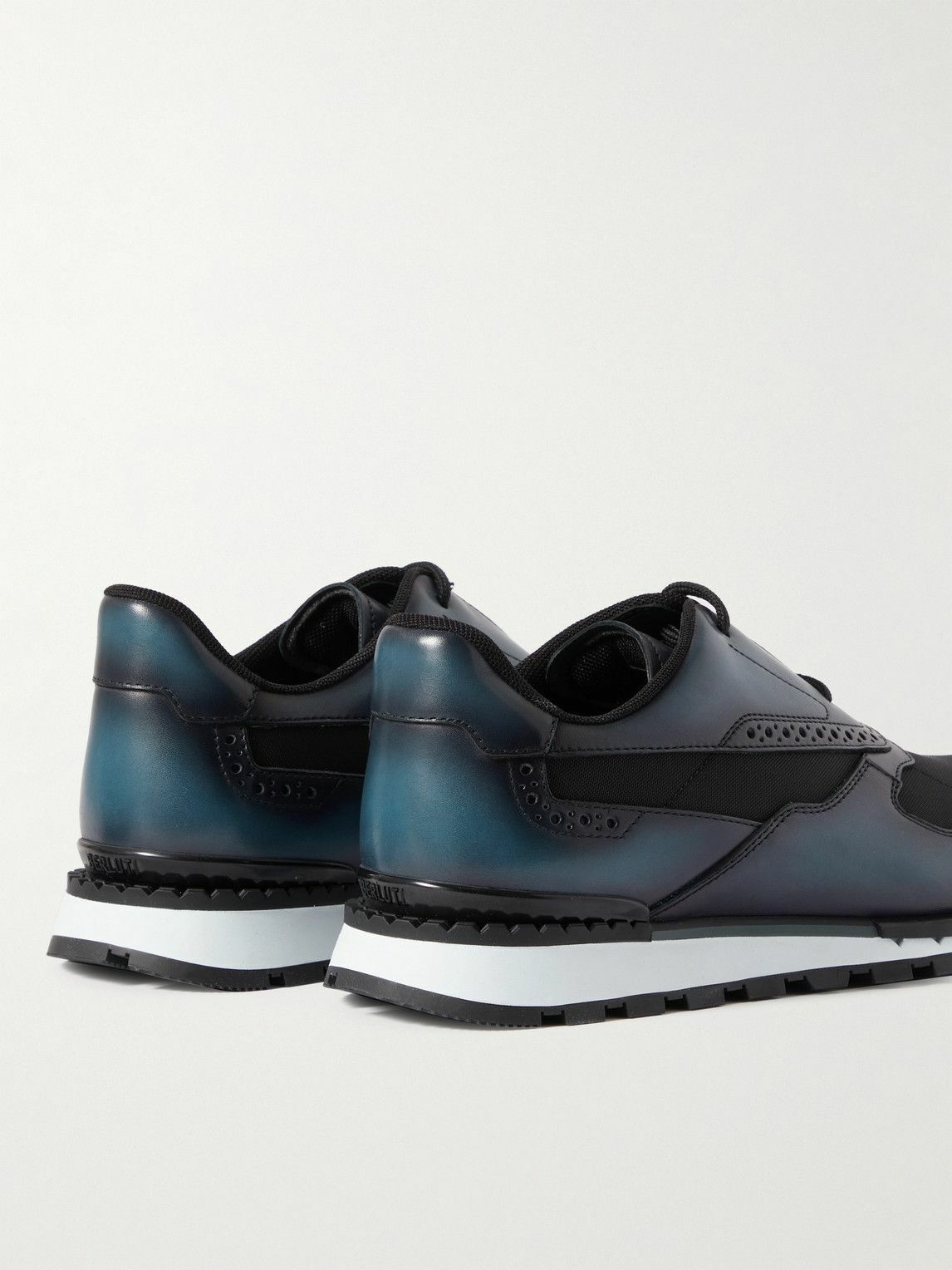 Berluti - Fast Track Venezia Leather and Shell Sneakers - Blue Berluti