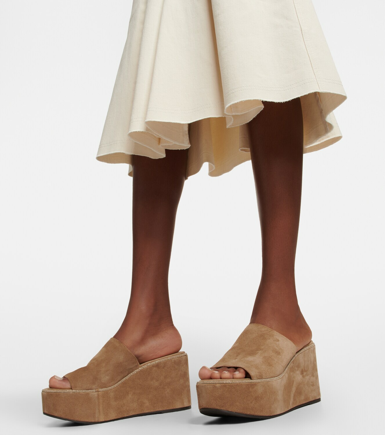 Brunello Cucinelli - Embellished suede platform sandals Brunello Cucinelli
