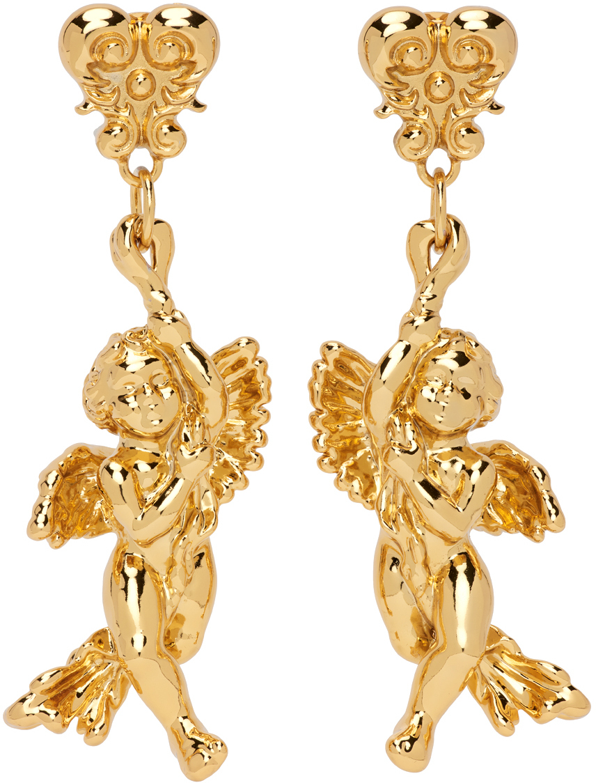 Moschino Gold Angel Earrings Moschino