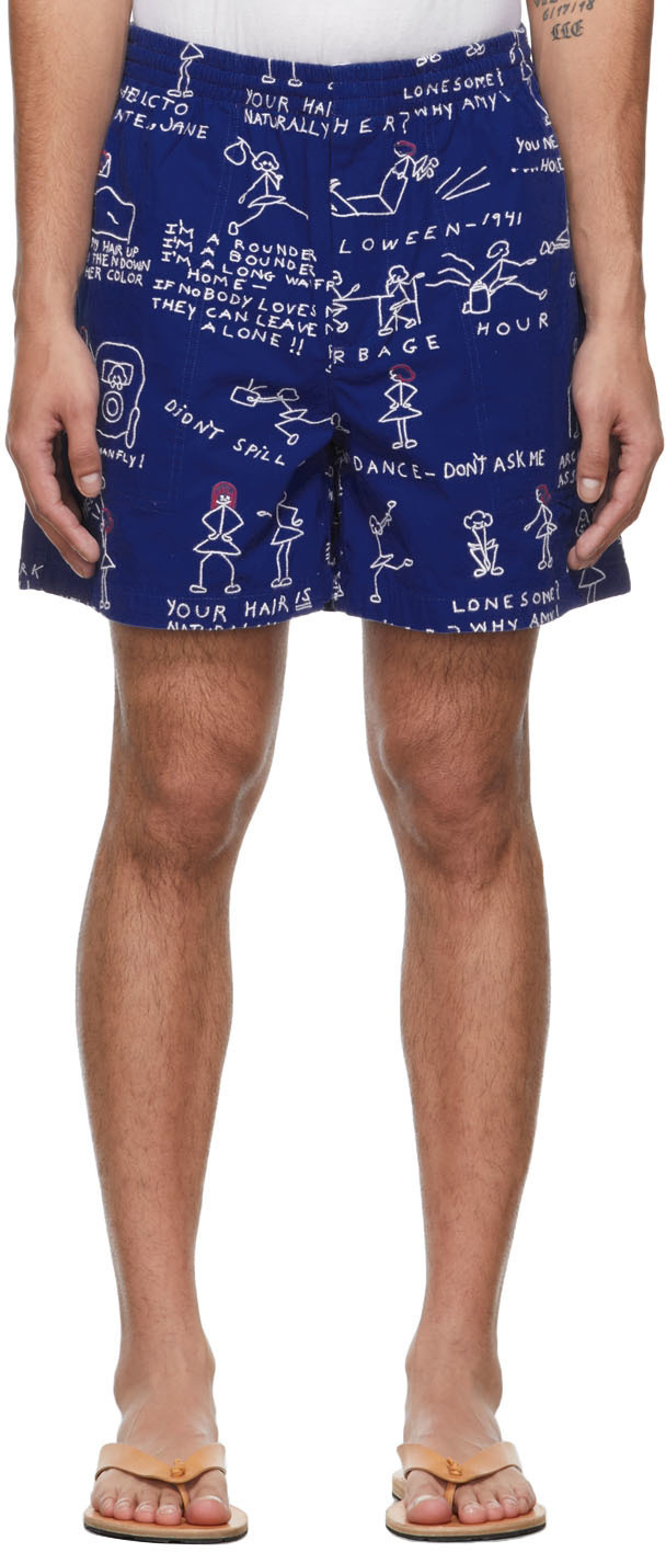 Bode Blue Doodle Scene Shorts Bode