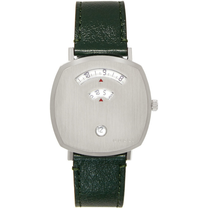 Gucci Silver and Green Grip Watch Gucci