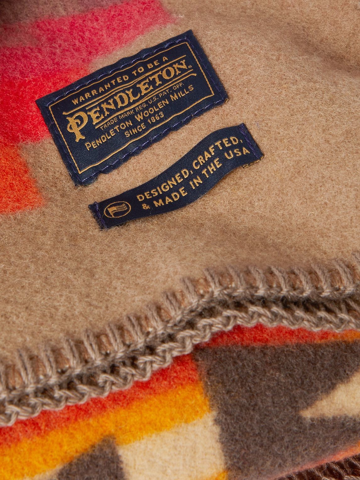 Pendleton - Logo-Appliquéd Printed Virgin Wool and Cotton-Blend Blanket ...