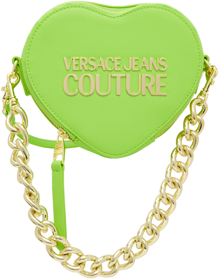 Versace Jeans Couture Green Heart Lock Crossbody Bag Versace