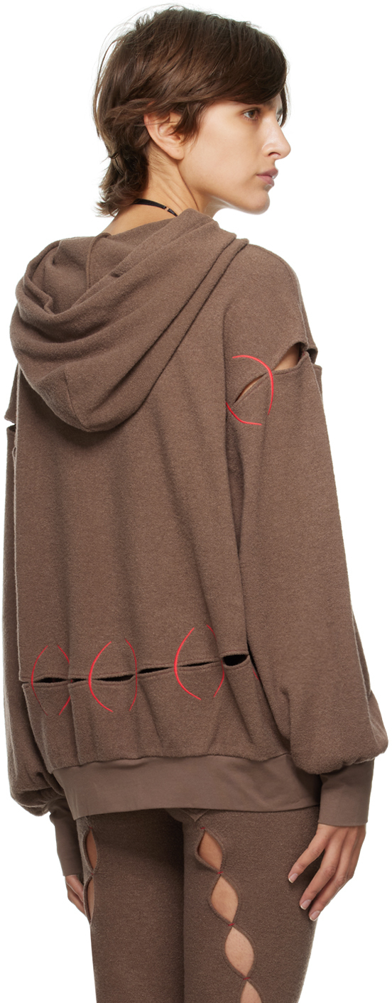 Rui Brown Embroidery Cut Out Hoodie Rui