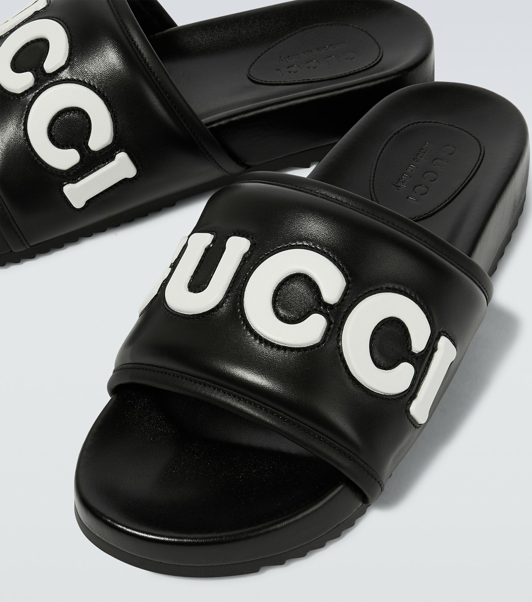 Gucci - Logo leather slides Gucci