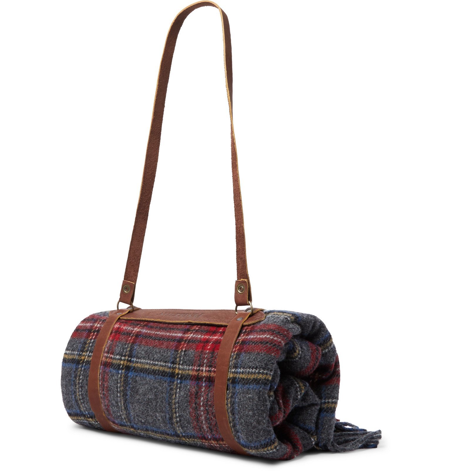 Pendleton - Fringed Checked Wool Blanket - Blue Pendleton