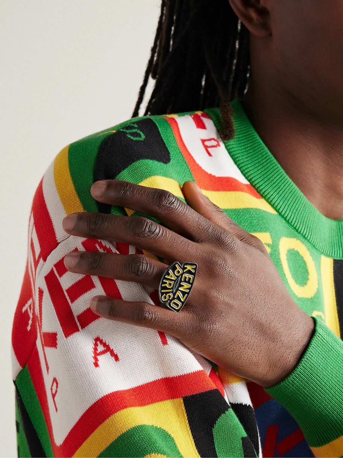 KENZO - Adjustable Silver-Tone and Enamel Ring Kenzo