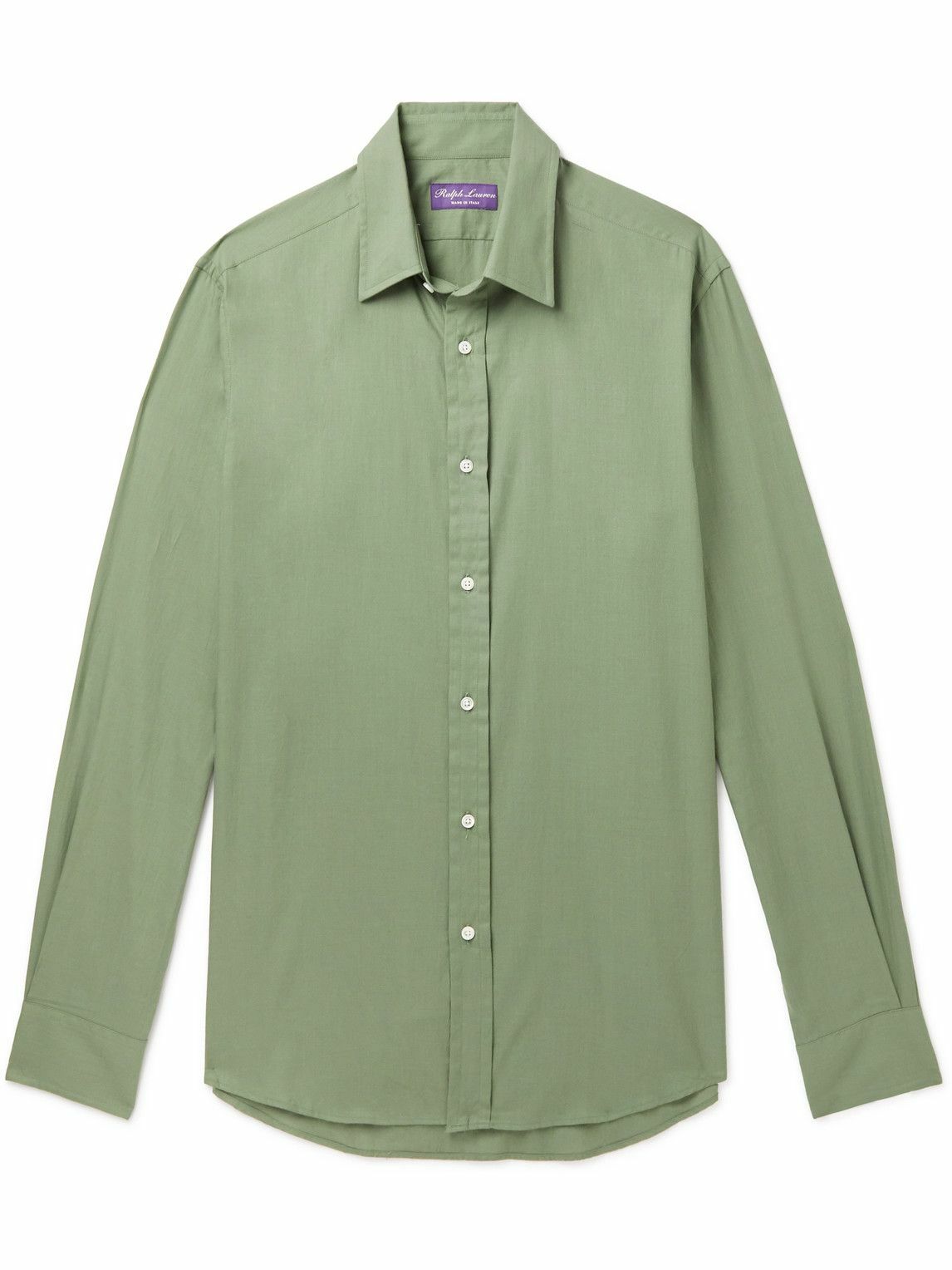 Ralph Lauren Purple label - Herringbone Cotton Shirt - Green Ralph ...