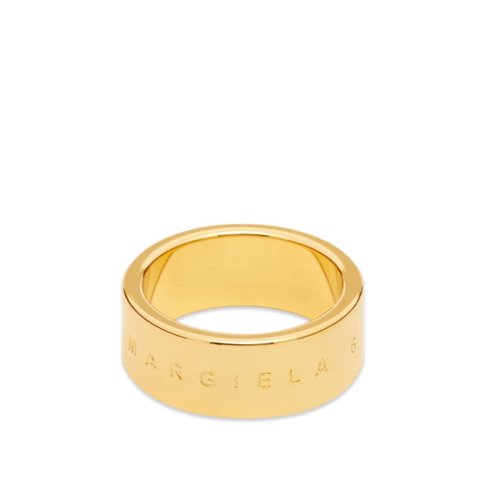 MM6 Maison Margiela MM6 Logo Ring in Yellow Gold Polished MM6 Maison ...