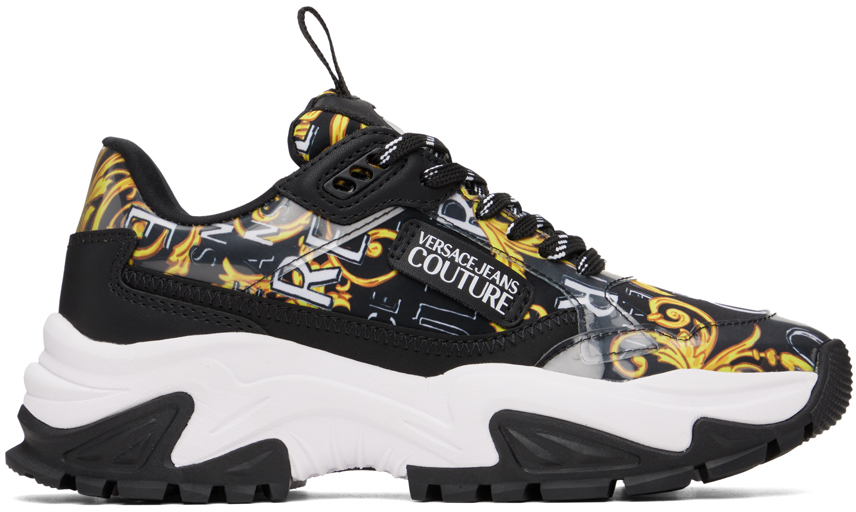 Versace Jeans Couture Black & Gold Logo Sneakers Versace